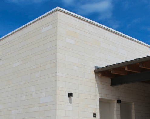 white sandstone cladding